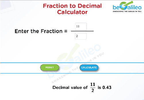 Fraction to decimal calculator - Online Math Calculators | beGalileo