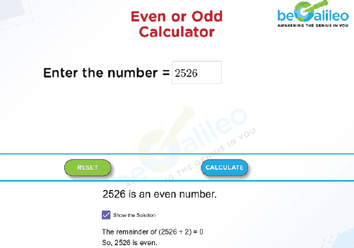 Even or Odd Calculator - Online Math Calculators | beGalileo